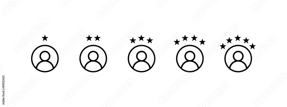 Customer experience vector icon . 1 to 5 star satisfaction rating ...