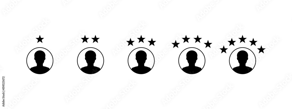 Customer experience vector icon . 1 to 5 star satisfaction rating ...