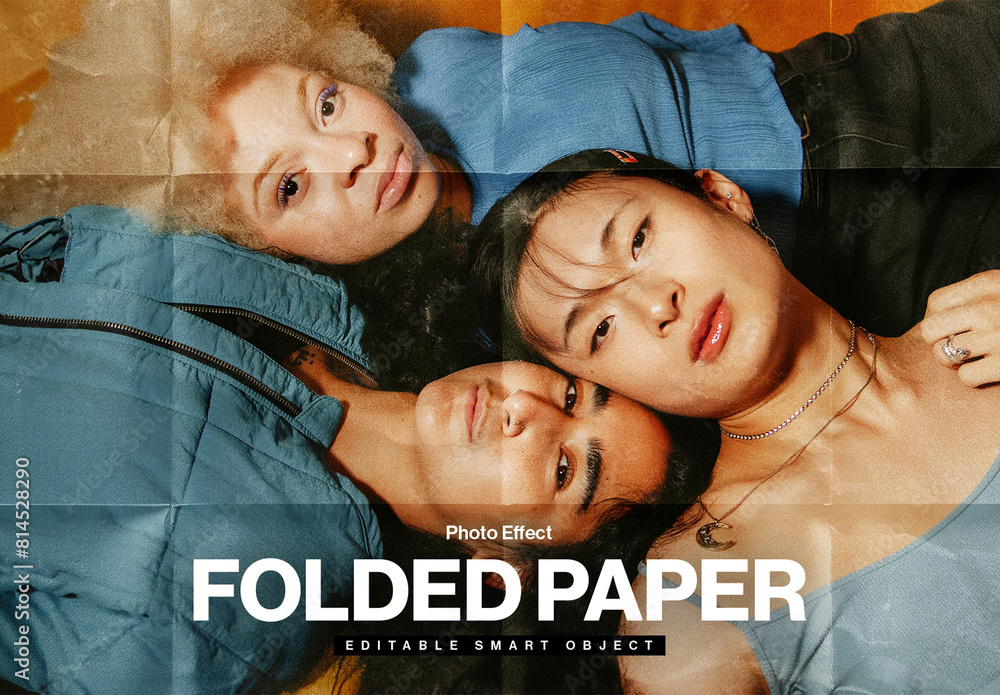 Folded Paper Photo Effect Layout Stock Template | Adobe Stock