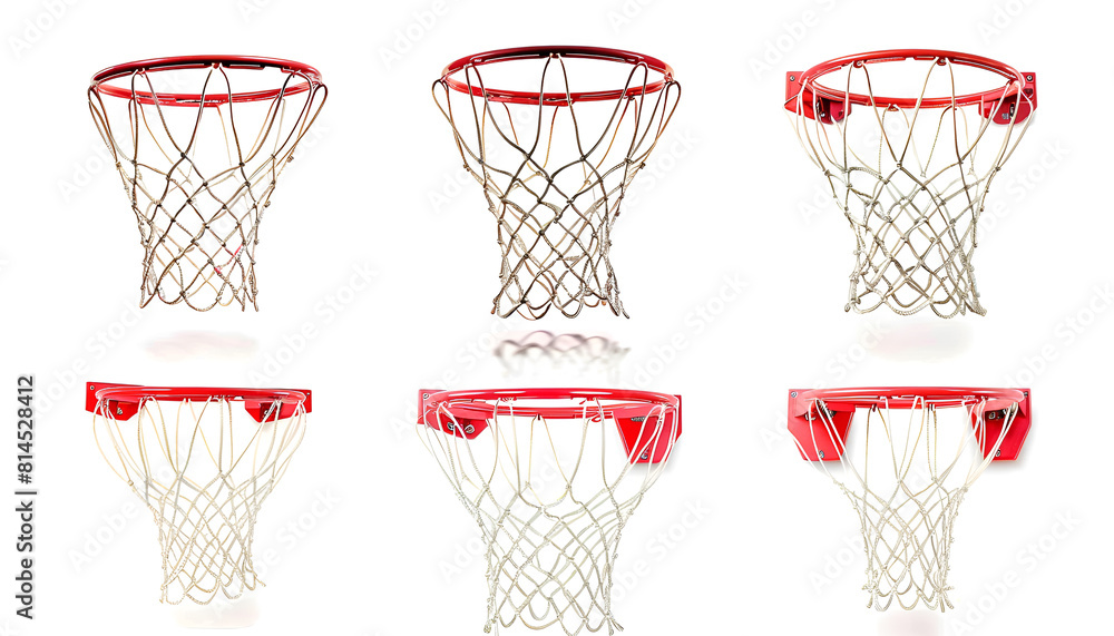 Collage of basketball hoop isolated on white, different sides Stock ...