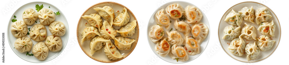 Momos dumplings in the plate, isolated transparent PNG, Indian, Nepal ...