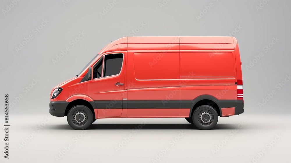Red cargo van isolated on white background. 3D rendering of a delivery ...