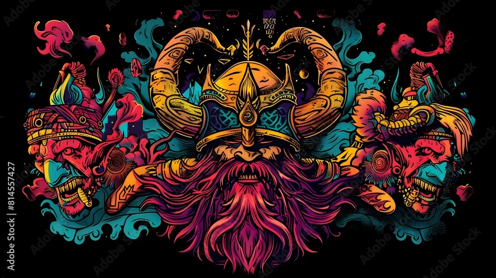 Depiction of a Viking Warrior Drinking from an Overflowing Horn of Mead ...