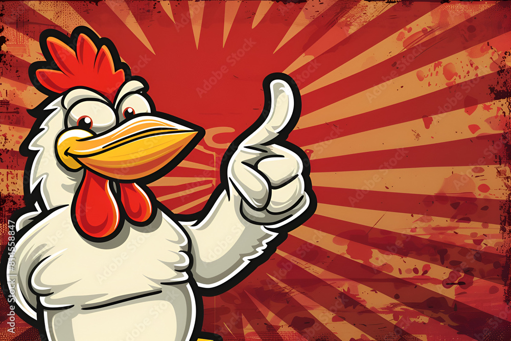 Happy cartoon chicken pointing at camera clip art. Vector illustration ...
