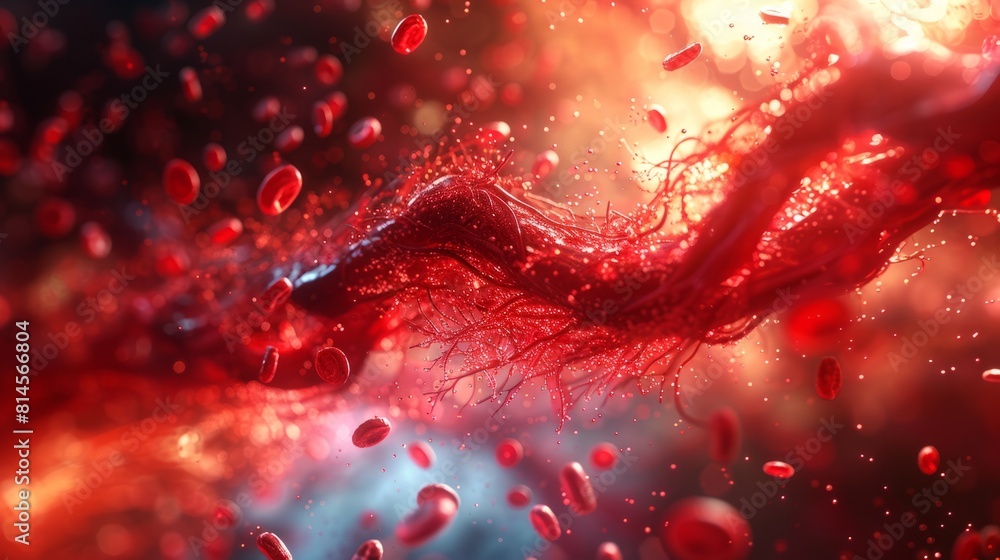 Medical illustration of blood vessels and blood cells Stock ...