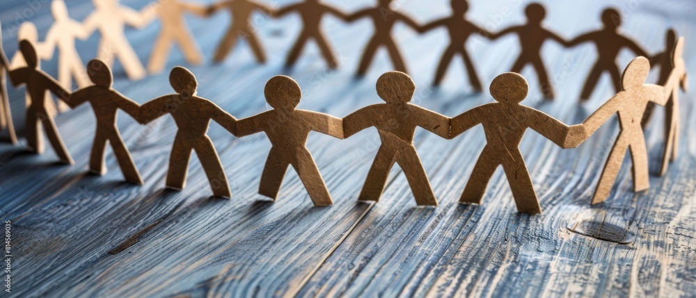Concept of teamwork business success team building - Brown paper people ...