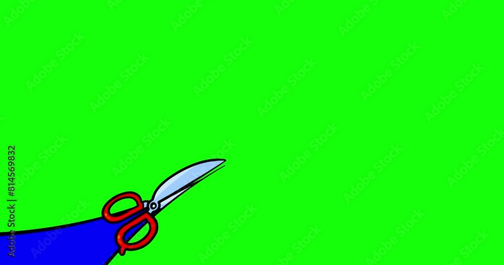 Transition wipe across scissors color green blue white screen ...
