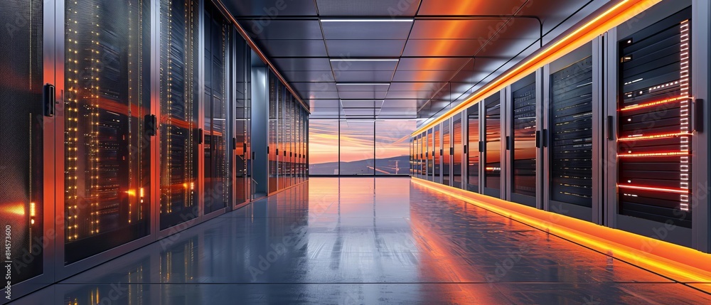 3D illustration of an edge data center located at a citys outskirts ...
