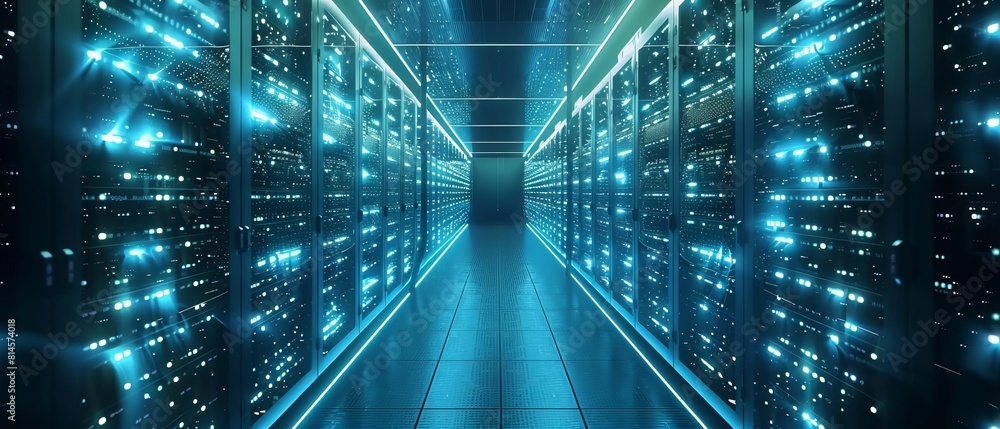 3D animated walkthrough of a data center, showing the flow of data from ...