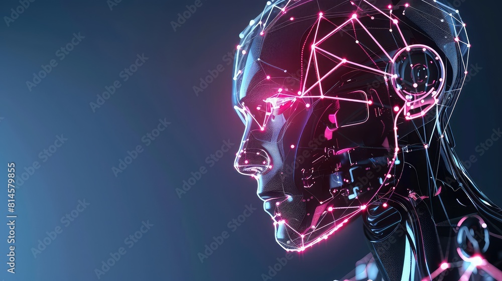 An abstract composition depicting a robot with artificial intelligence ...