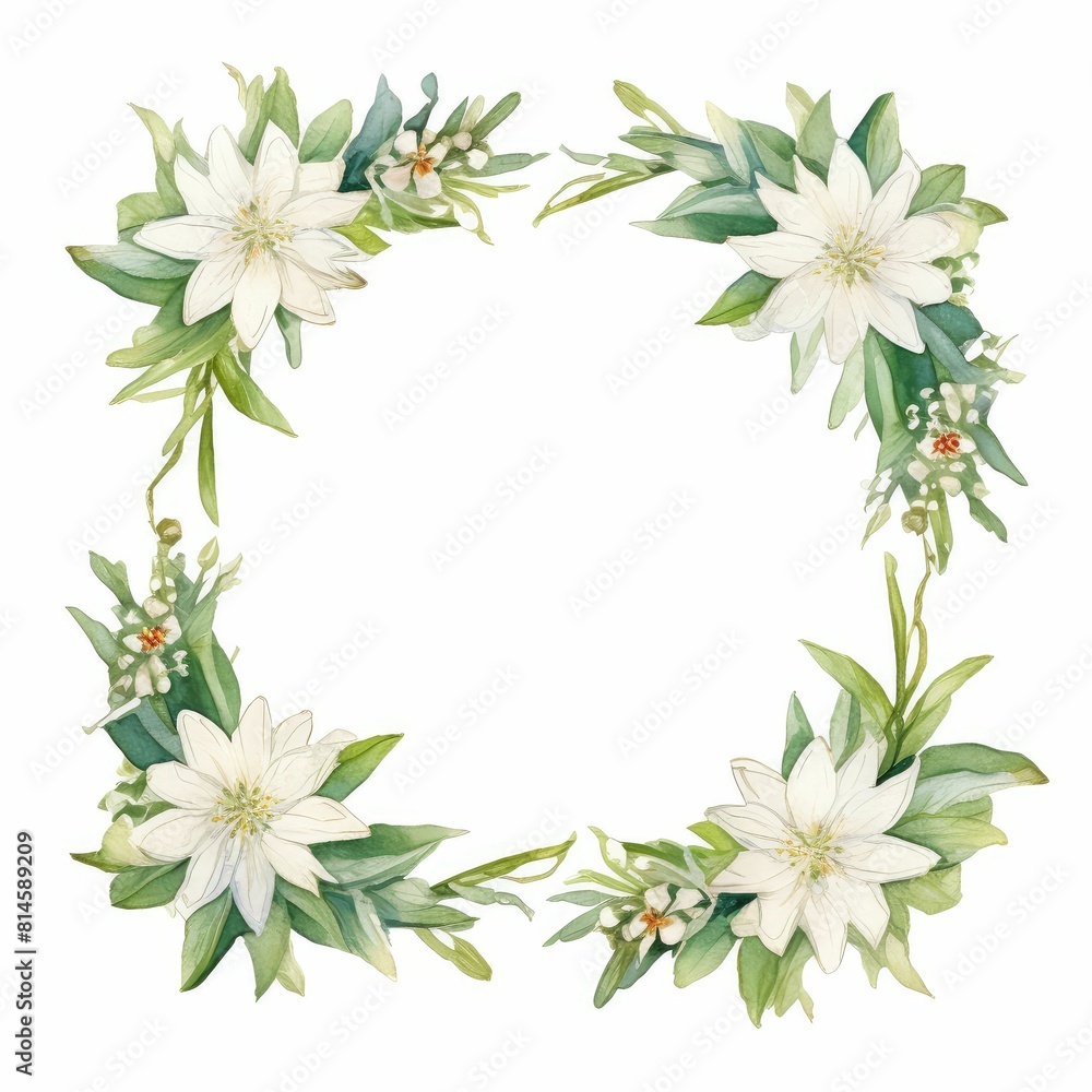 edelweiss themed frame or border for photos and text. with small white ...