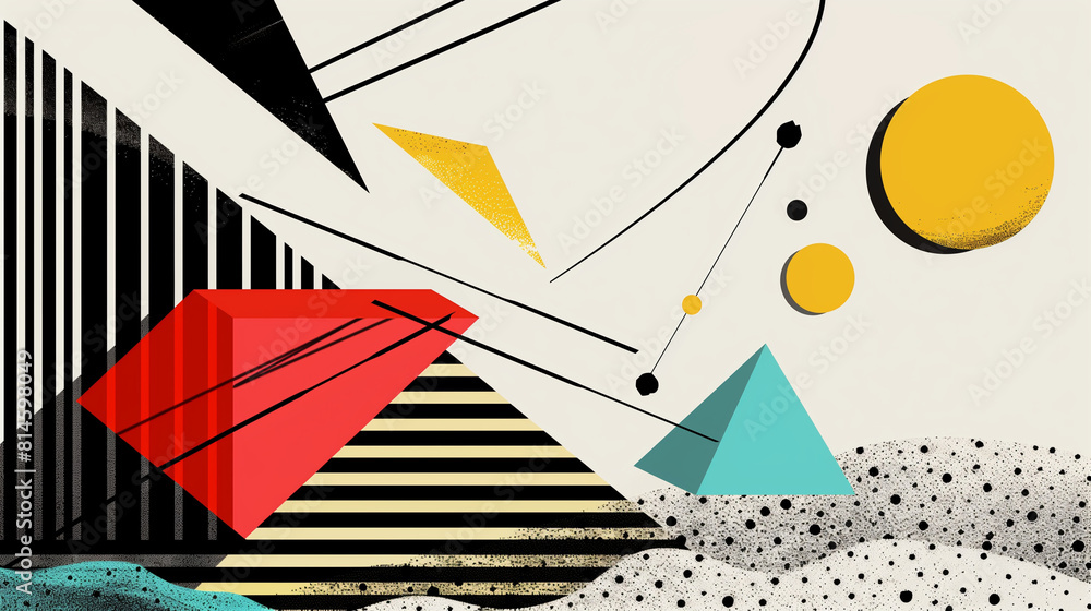 Composición artística con figuras geométricas con texturas y colores ...