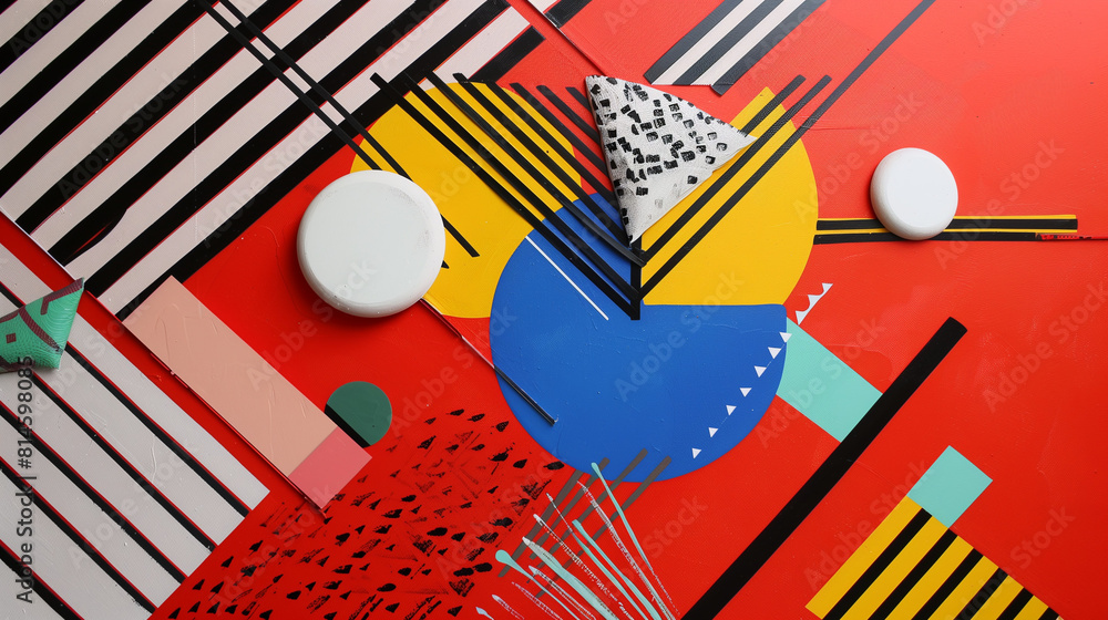 Composición artística con figuras geométricas con texturas y colores ...