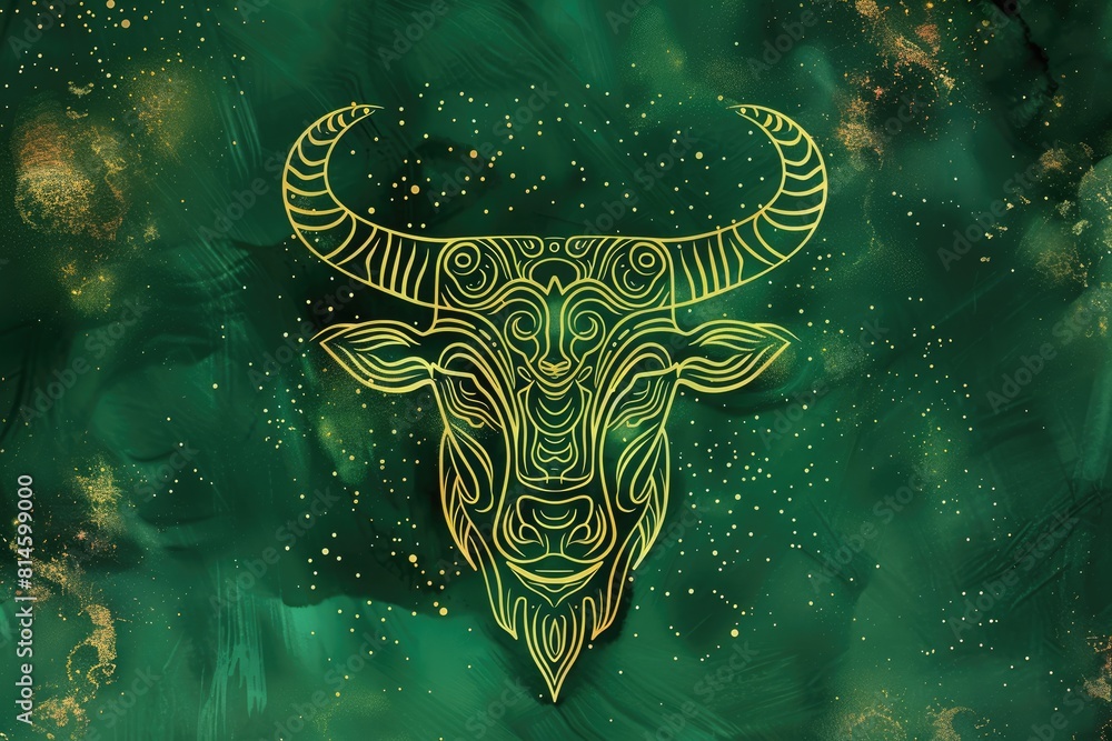 zodiac sign Taurus on an abstract green background, personification of ...