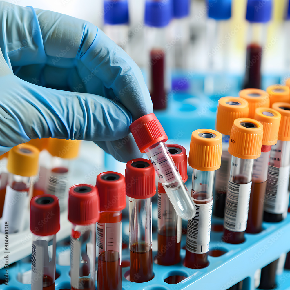 Analyzing blood samples in a clinical laboratory to diagnose diseases ...