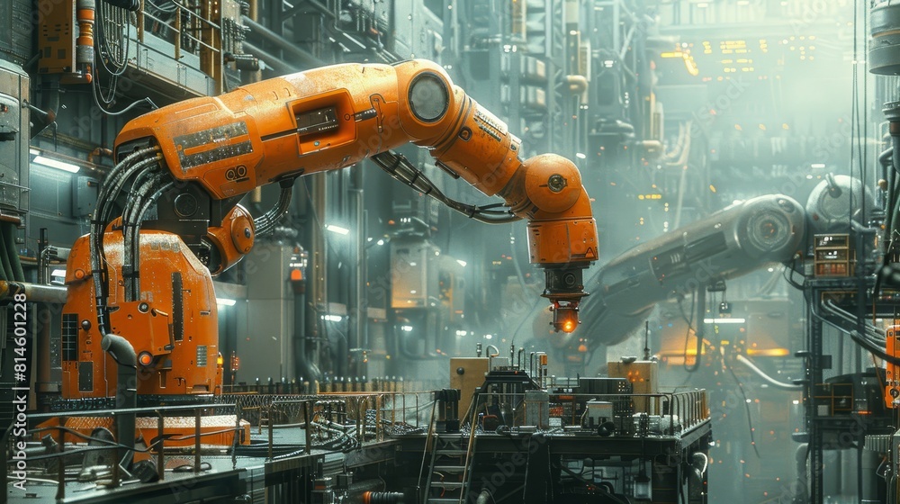 Generative AI artwork of a robotic maintenance unit performing repairs ...