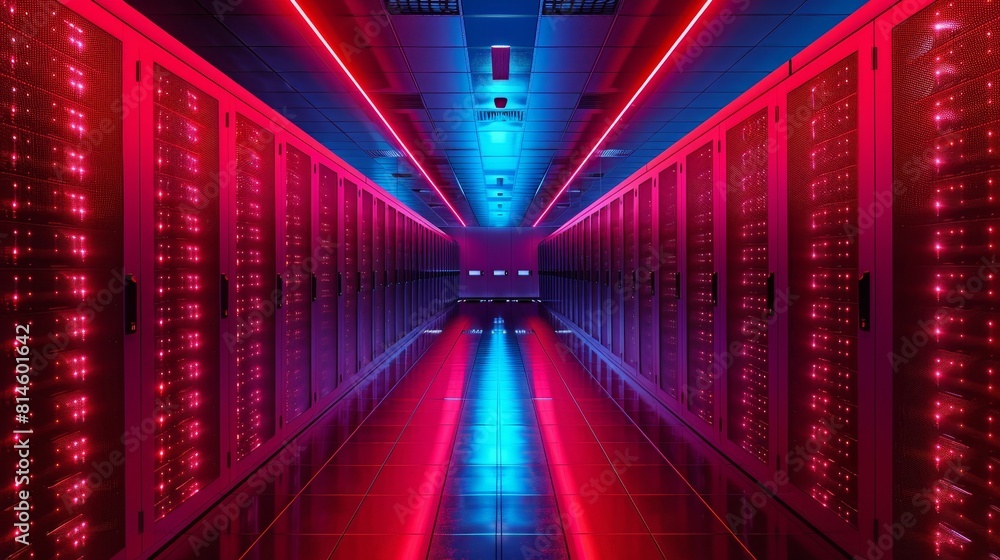 Dynamic image of a data center during a simulated cyberattack, with ...