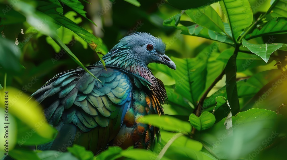 Enigmatic capture of a Nicobar pigeon perfectly camouflaged among the ...