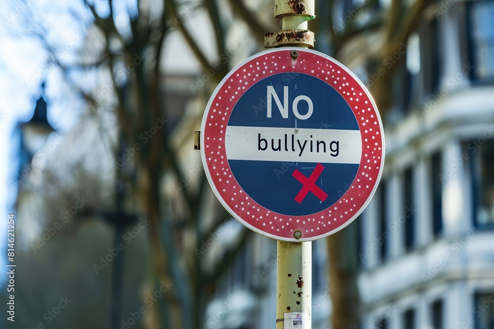 Bullying. Unacceptable behavior. No bullying. A sign with transcription ...
