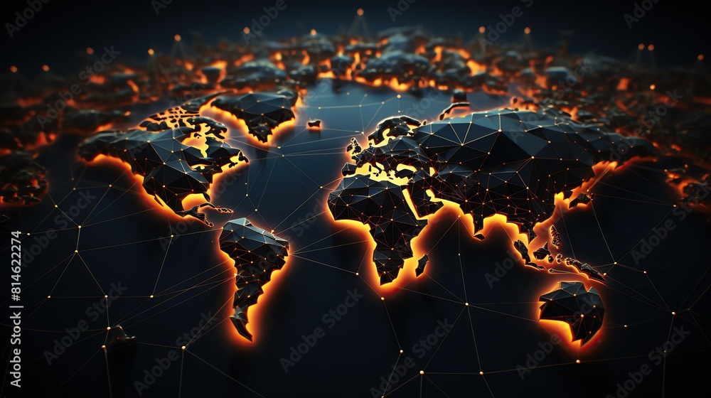 Digital world map flat design top view global network Stock ...