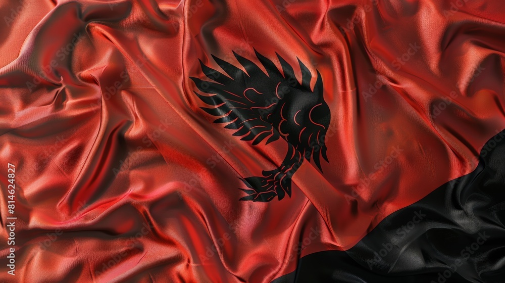 vibrant flag of Albania dances gracefully in the wind, showcasing its ...
