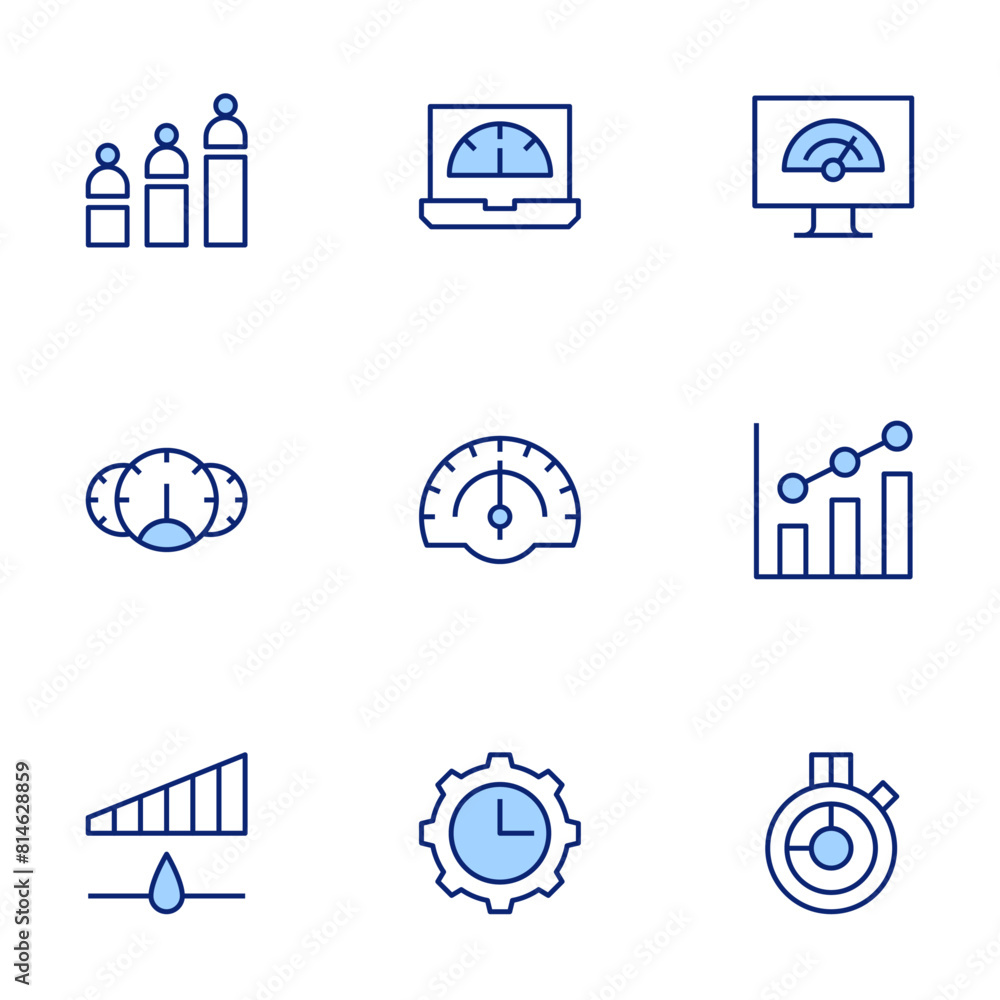 Performance icon set. Duo tone icon collection. Editable stroke, growth ...