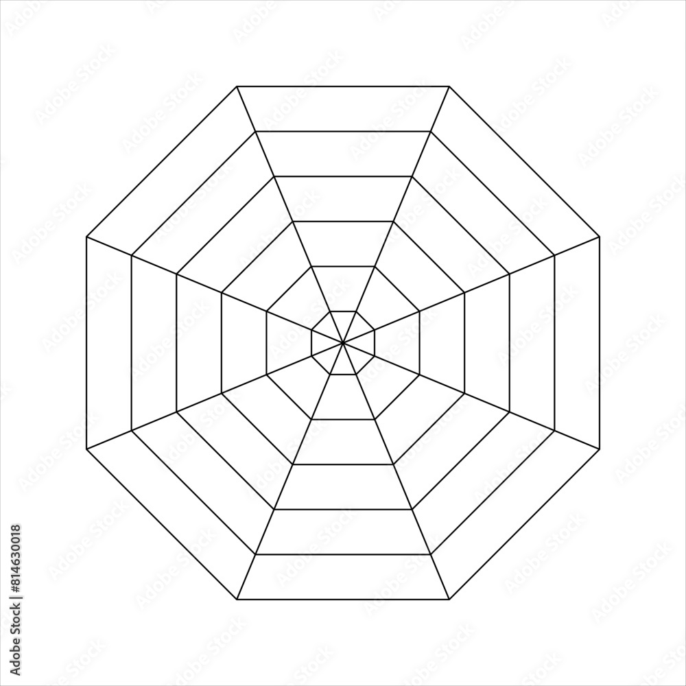 Octagon diagram divided on 8 equal segments. Statistics or analytics ...