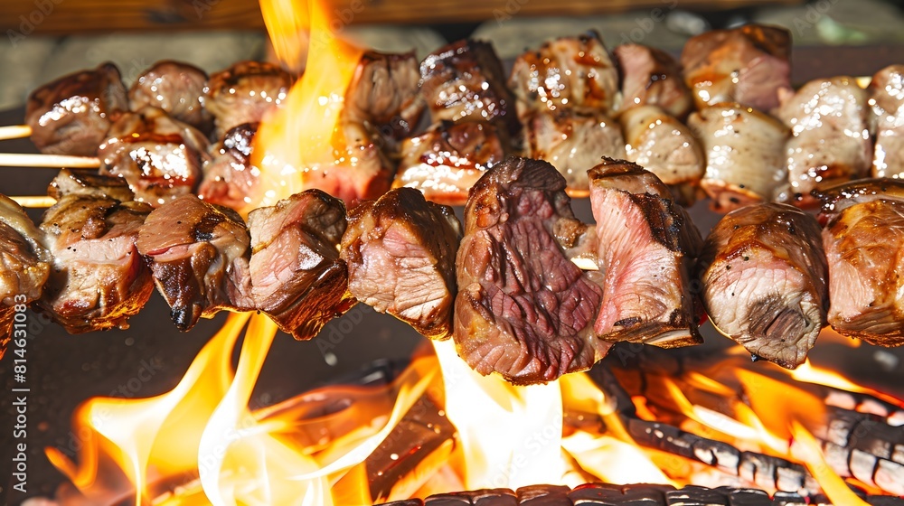 Churrasco, a style of Brazilian barbecue featuring various cuts of meat ...