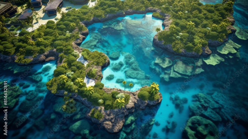 Generative AI A drone's-eye view of an exotic island group featuring ...