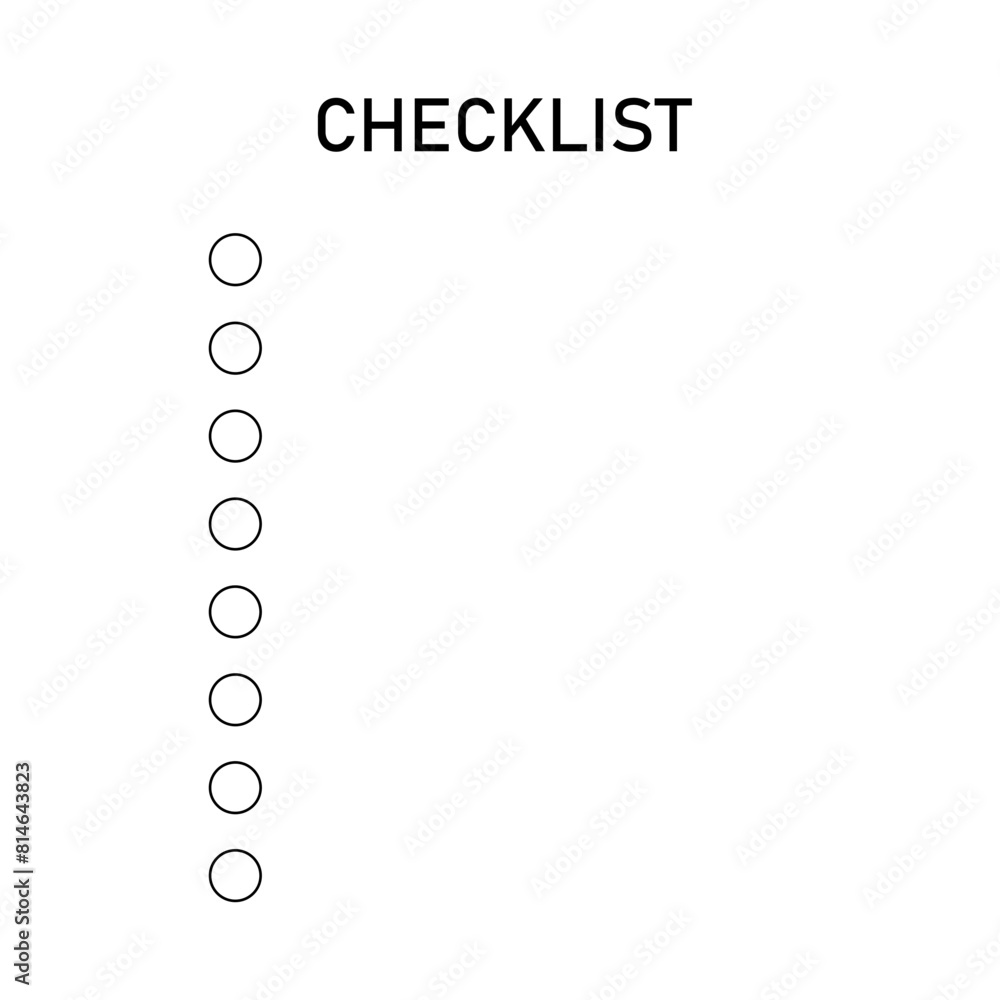 Checklist with circles for ticks on a transparent and white background ...