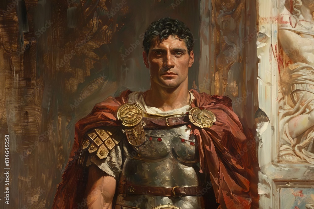 regal portrait of roman conqueror caesar classical oil painting style ...
