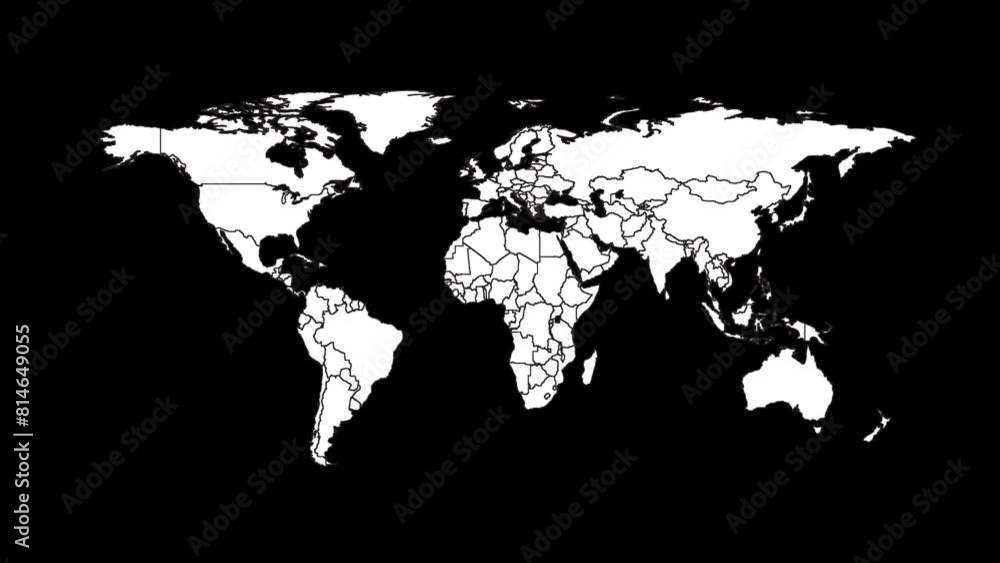 Global Black World Map Loop. This animated World map with visual ...