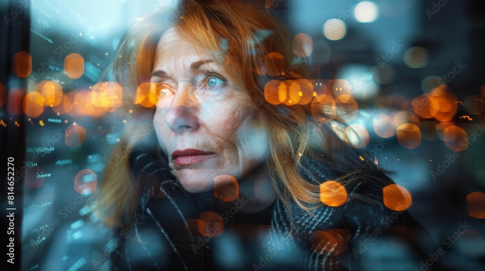Reflective Senior Woman Gazing Through Window: A Portrait of ...