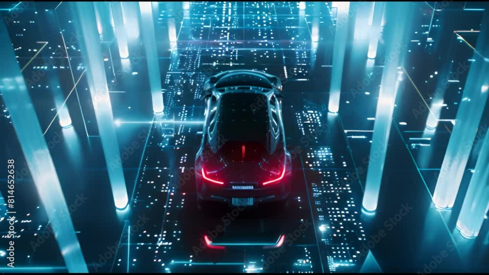 A charging electronic, hybrid, lithium ion battery car in a digital ...