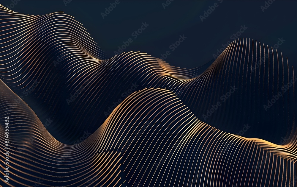 Vector illustration of an abstract background with golden lines on a ...