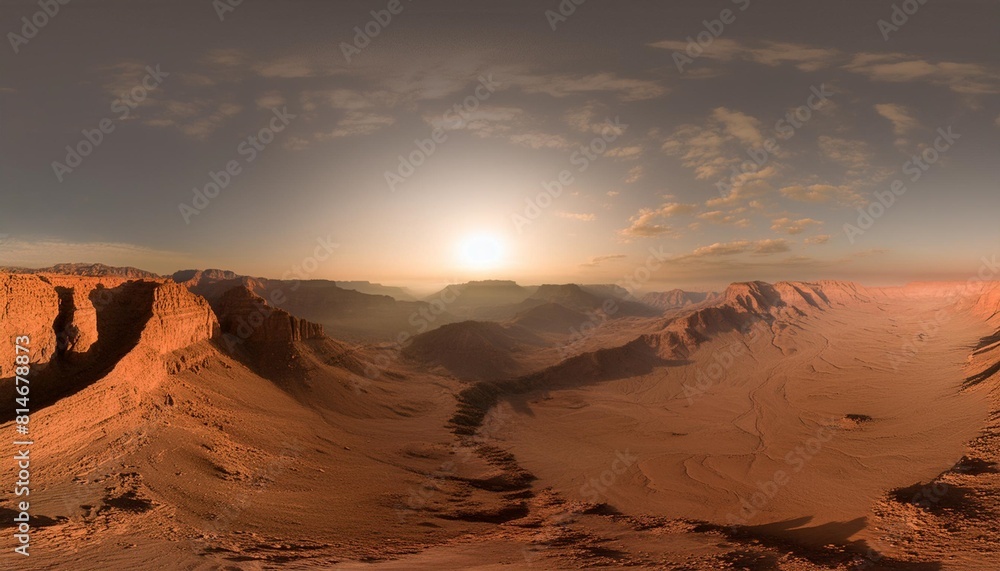 360 hdri panorama of mars sunset martian landscape environment map ...