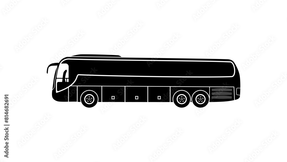 Modern Three Axle Bus, black isolated silhouette Stock Vector | Adobe Stock