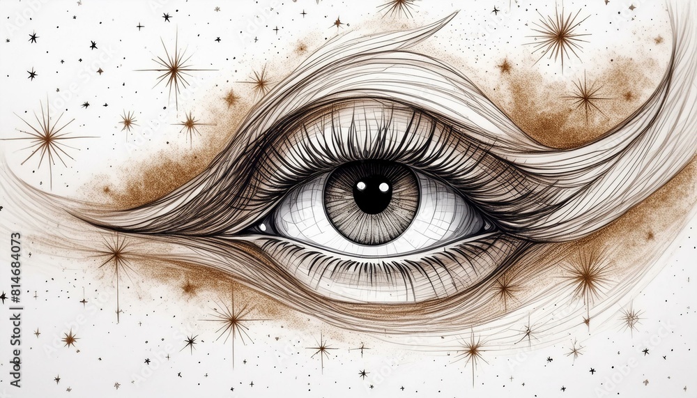 Sketch drawing of human eye, spiritual symbol of the third eye Stock ...