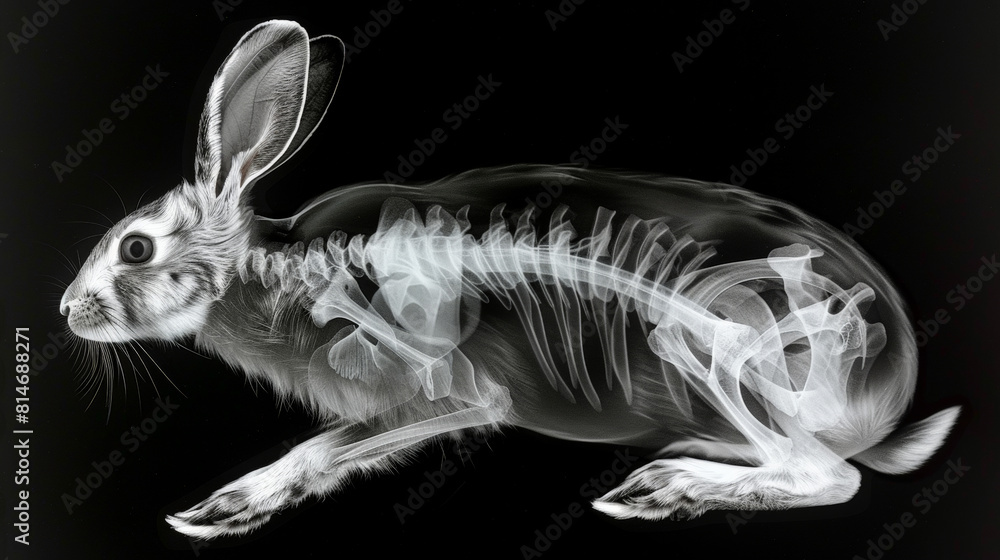 A rabbit is depicted with a surreal twist, as its body contains a ...
