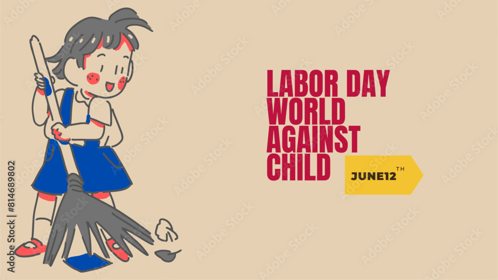 Vetor de World day against Child Labour (WDACL) is observed every year ...