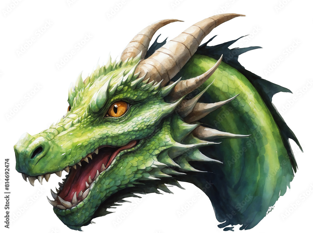 dragon head watercolor painting illustration isolated transparent ...