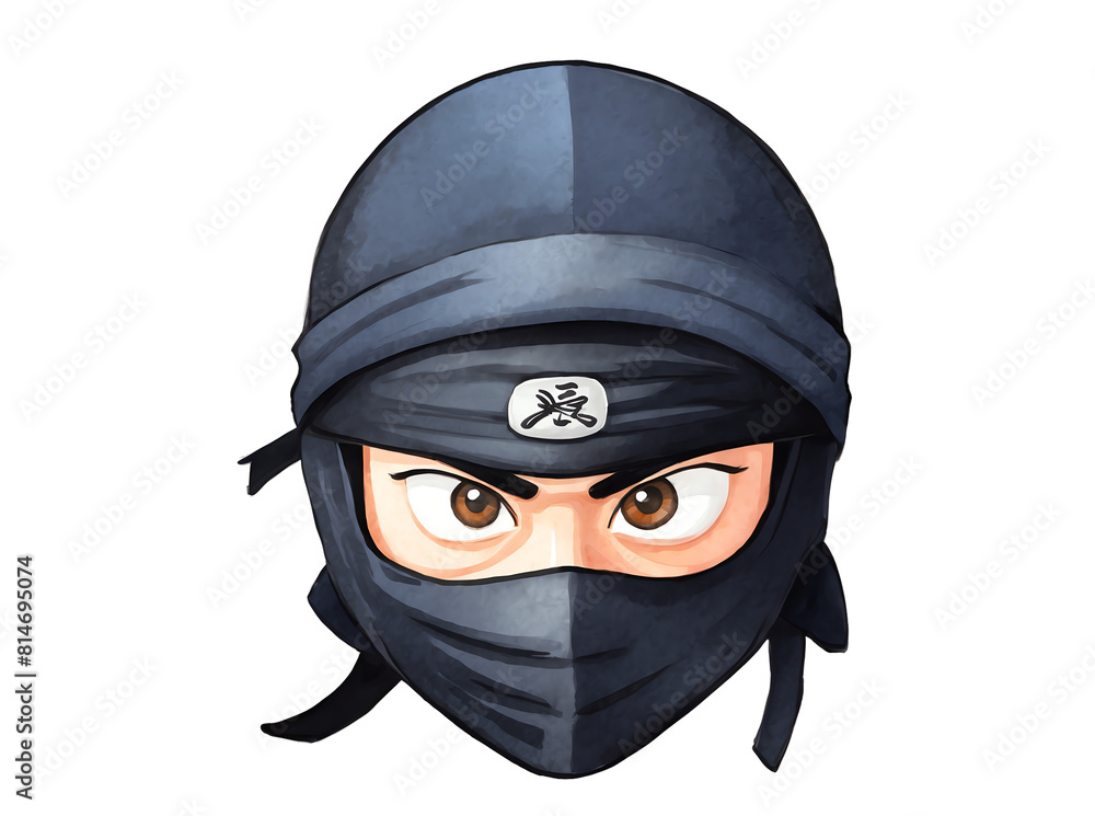 ภาพประกอบสต็อก ninja head watercolor painting illustration isolated ...
