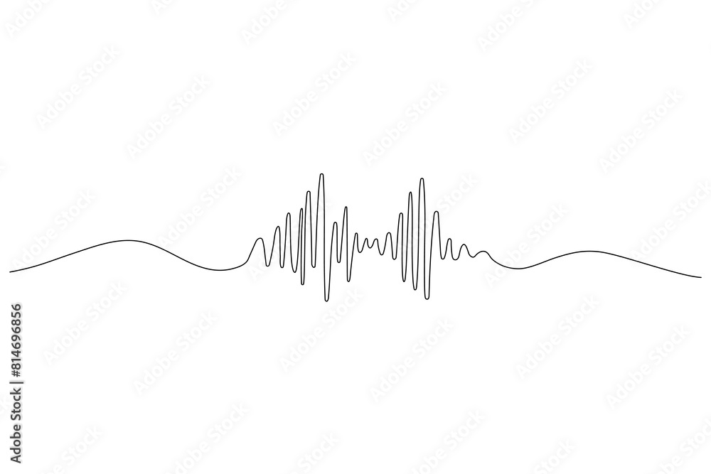 One line drawing of sound wave. Continuous linear sketch .Doodle vector ...