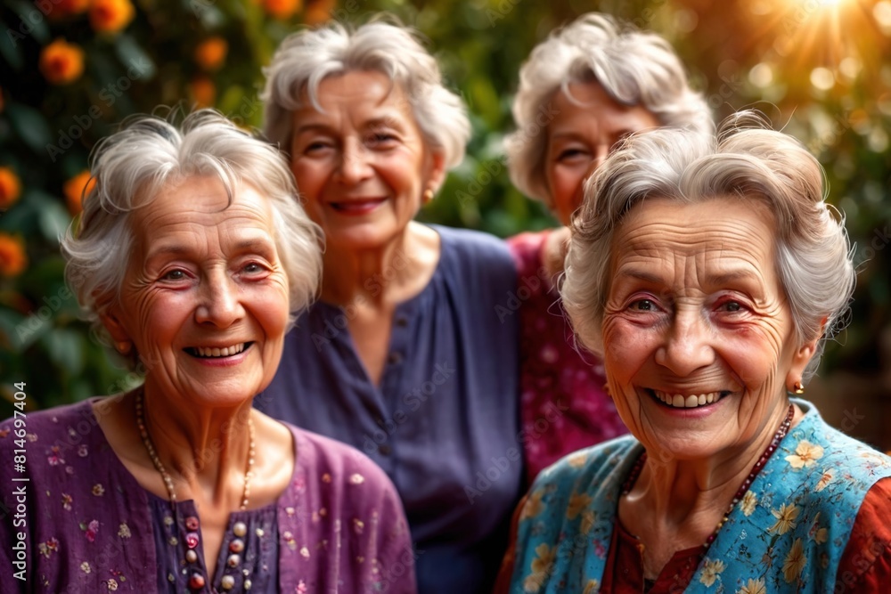 Smiling cheerful old ladies, friends teamwork senior citizens Stock ...