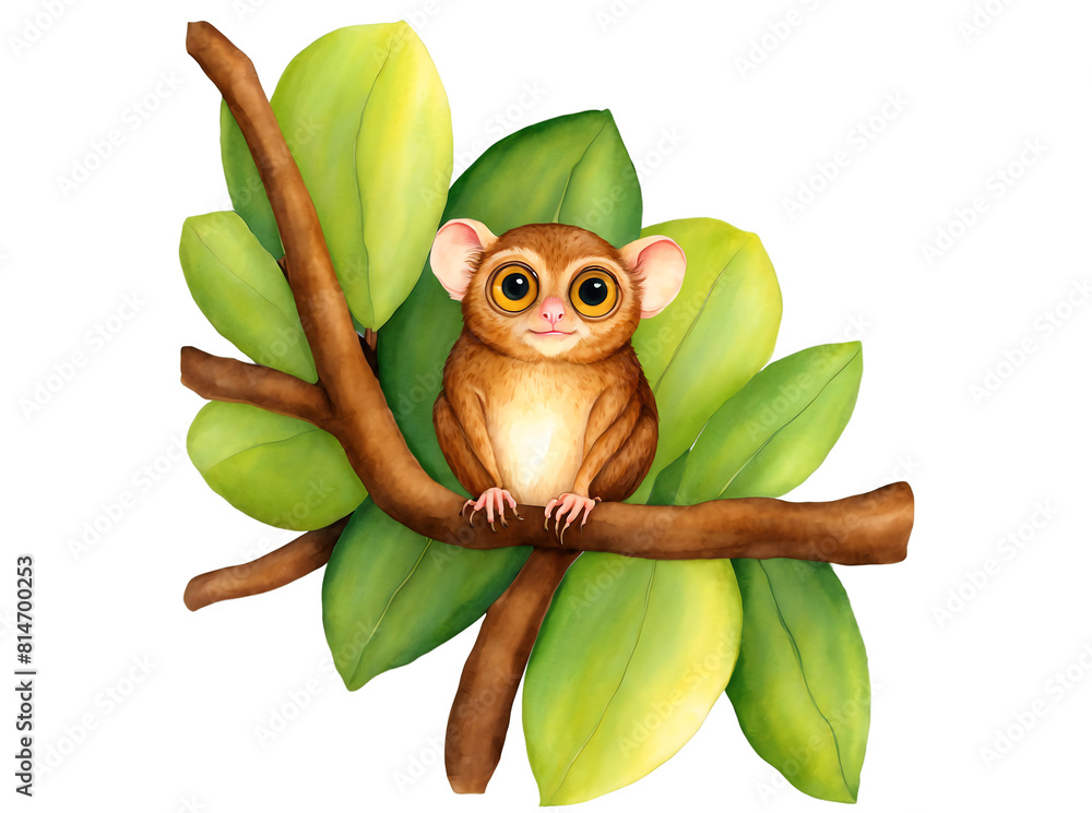 tarsier watercolor painting illustration isolated transparent ...