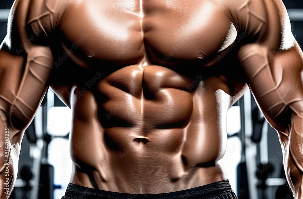 Strong Athletic Man Fitness Model Torso showing six pack abs. Fitness ...