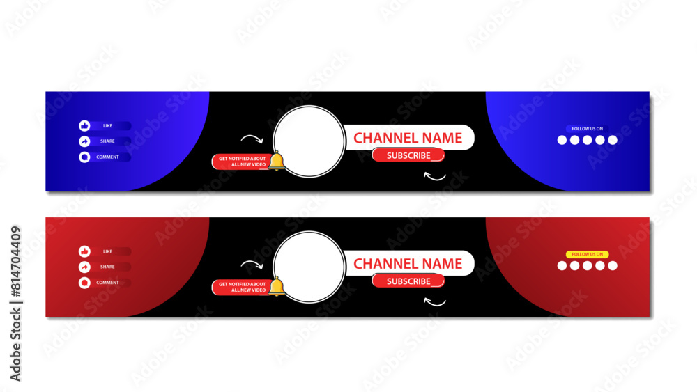 Blank YouTube Banner Template in Blue and Red Color Combination. Stock ...