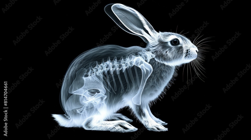 X-ray scan of rabbit. A striking sight unfolds in the dark as an x-ray reveals the intricate ...