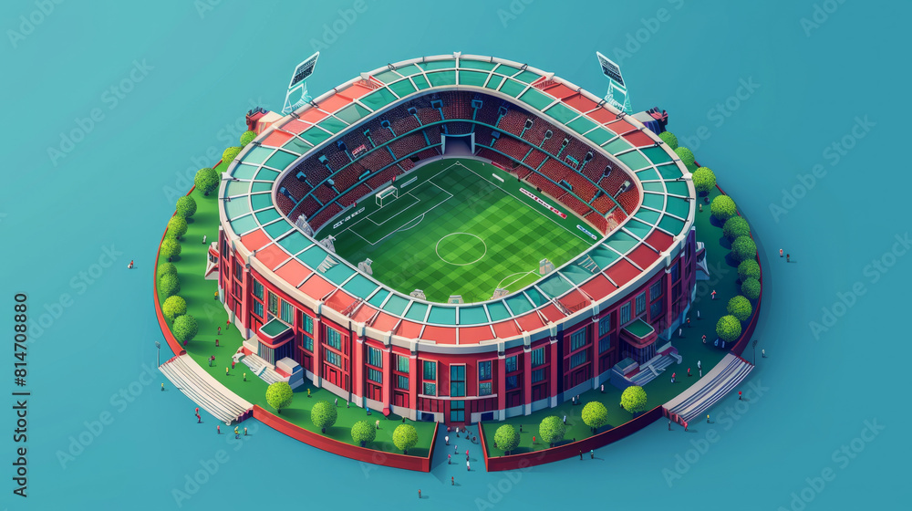 Isometric View of a Soccer Stadium with Surrounding Infrastructure ...
