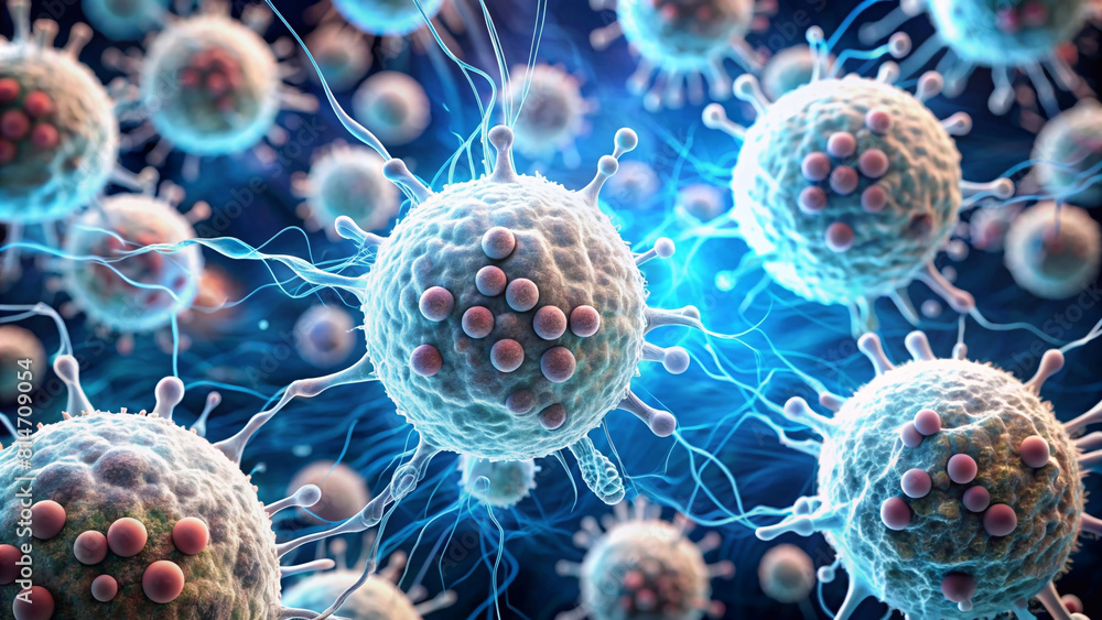 Magnified picture of white blood cells Stock Illustration | Adobe Stock
